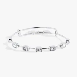 ALEX AND ANI Alex And Ani Emerald Cut Birthstone Bangle Silver 